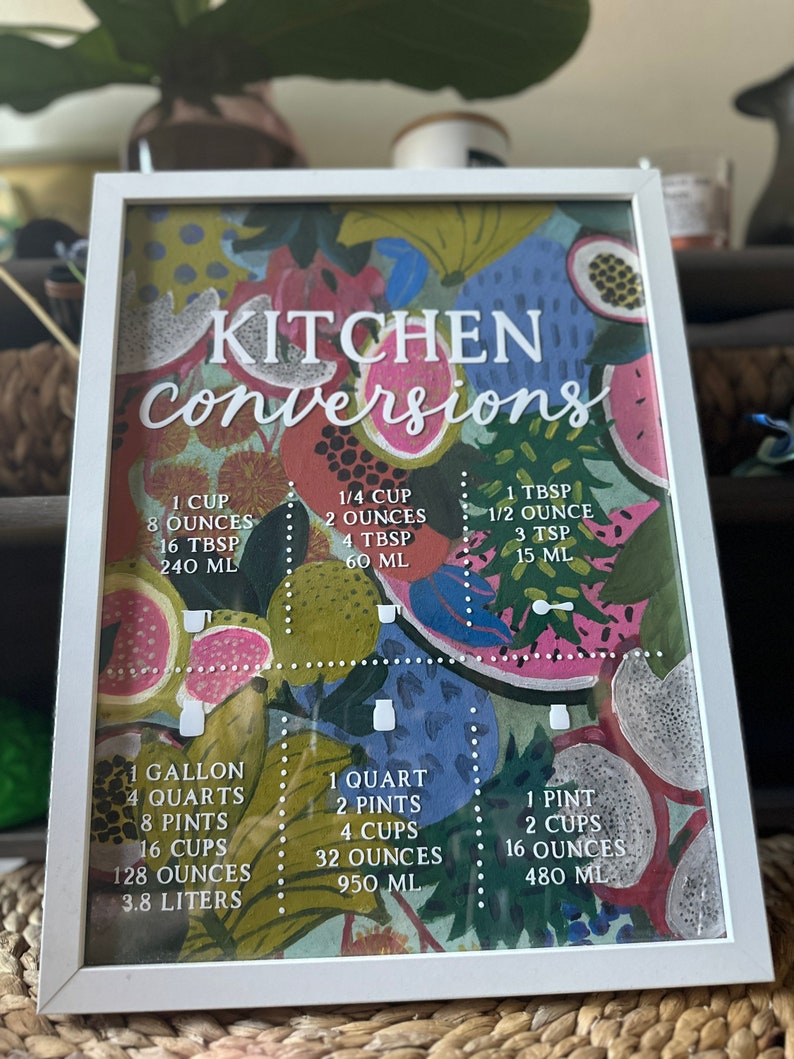 Colorful Fruit Kitchen Equivalents Chart - Etsy