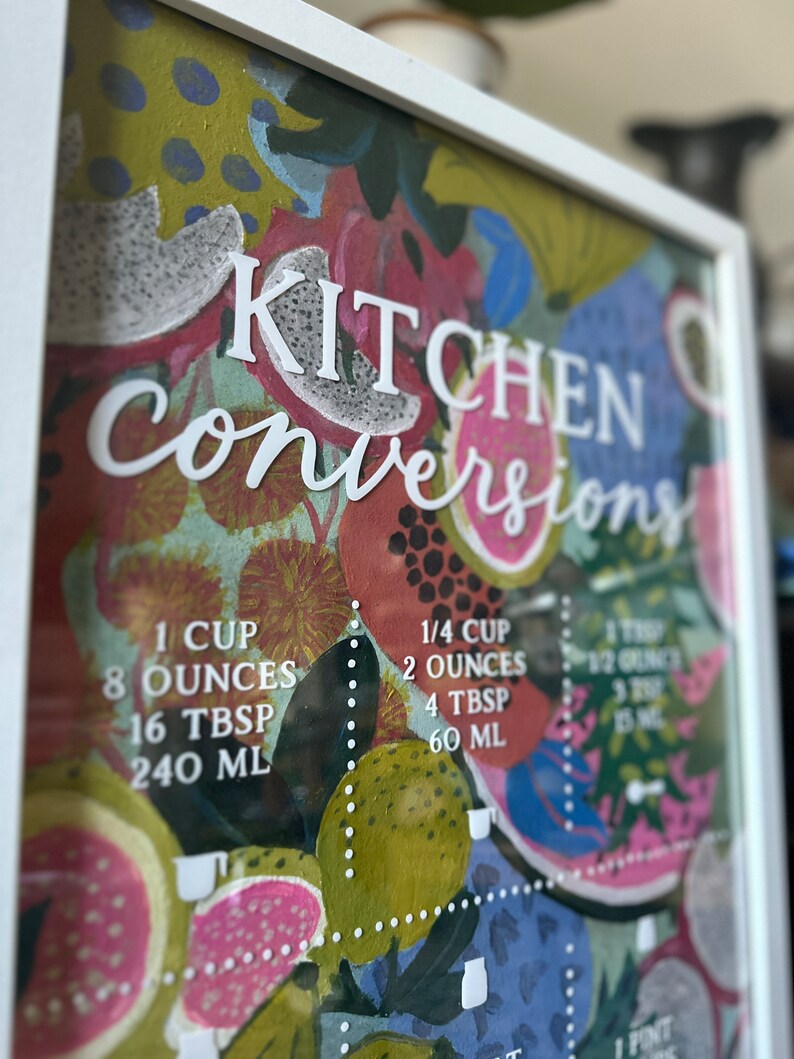Colorful Fruit Kitchen Equivalents Chart - Etsy