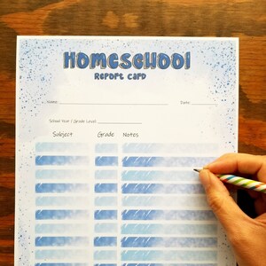 Printable Homeschool Grade Card, Report Card in Blue, Academic Progress ...