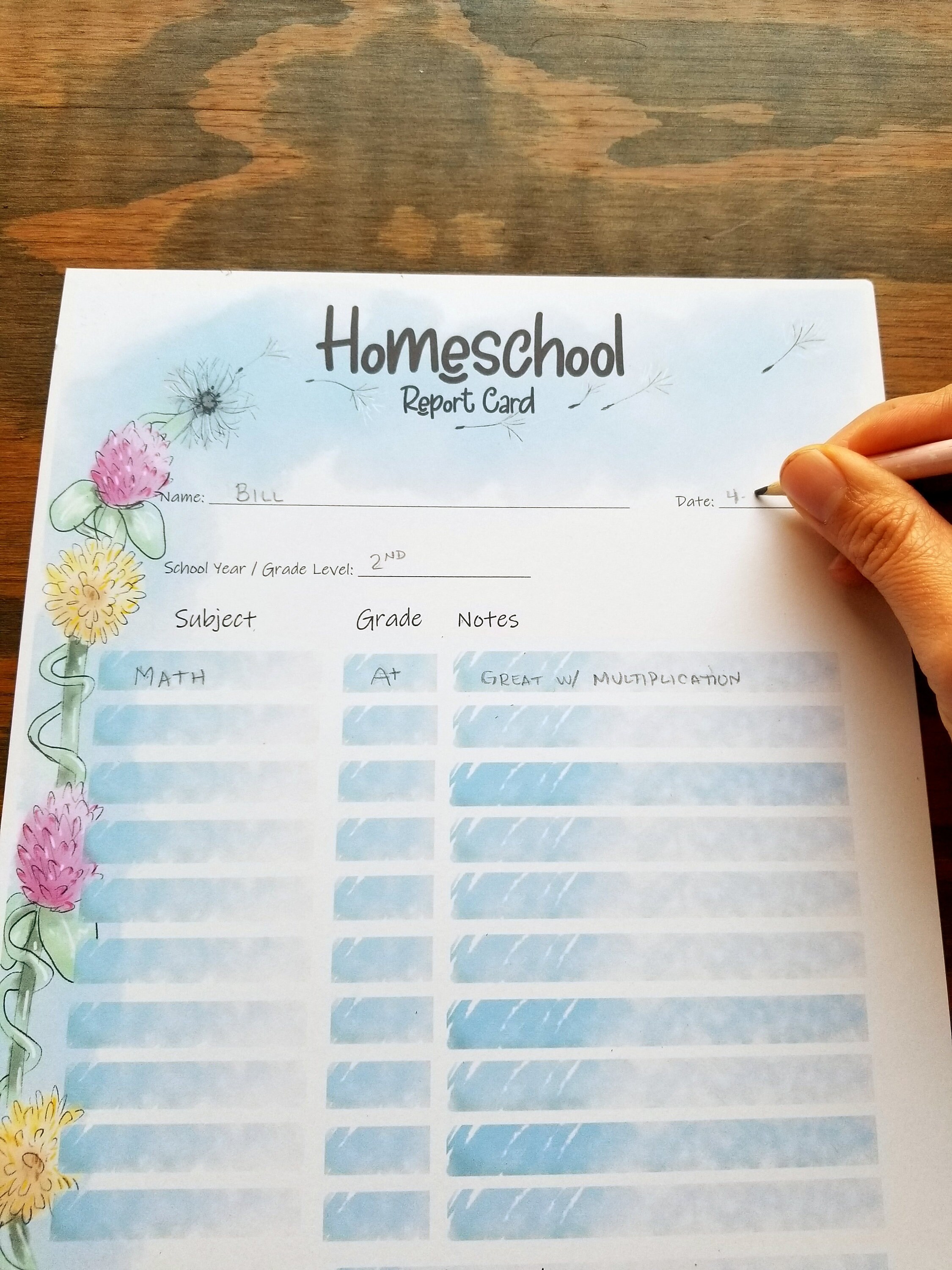 Grade Card for Homeschoolers, Homeschool Report Card, Printable ...