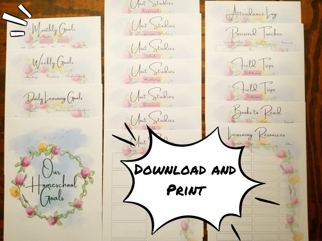 Printable Homeschool Planner, Daily Weekly Monthly Goals, School ...