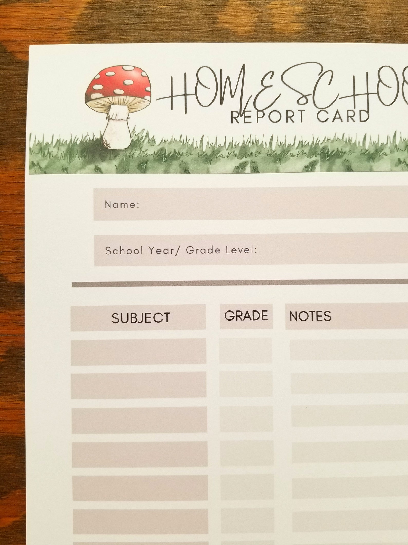 Printable Homeschool Report Card, Hand Illustrated Grade Card for ...