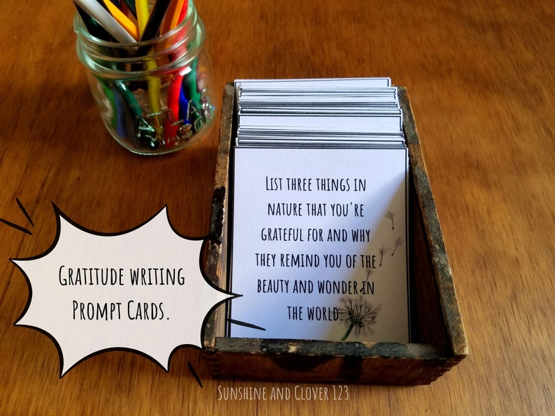 Printable Gratitude Journal Prompt Cards Self Reflection Journaling ...