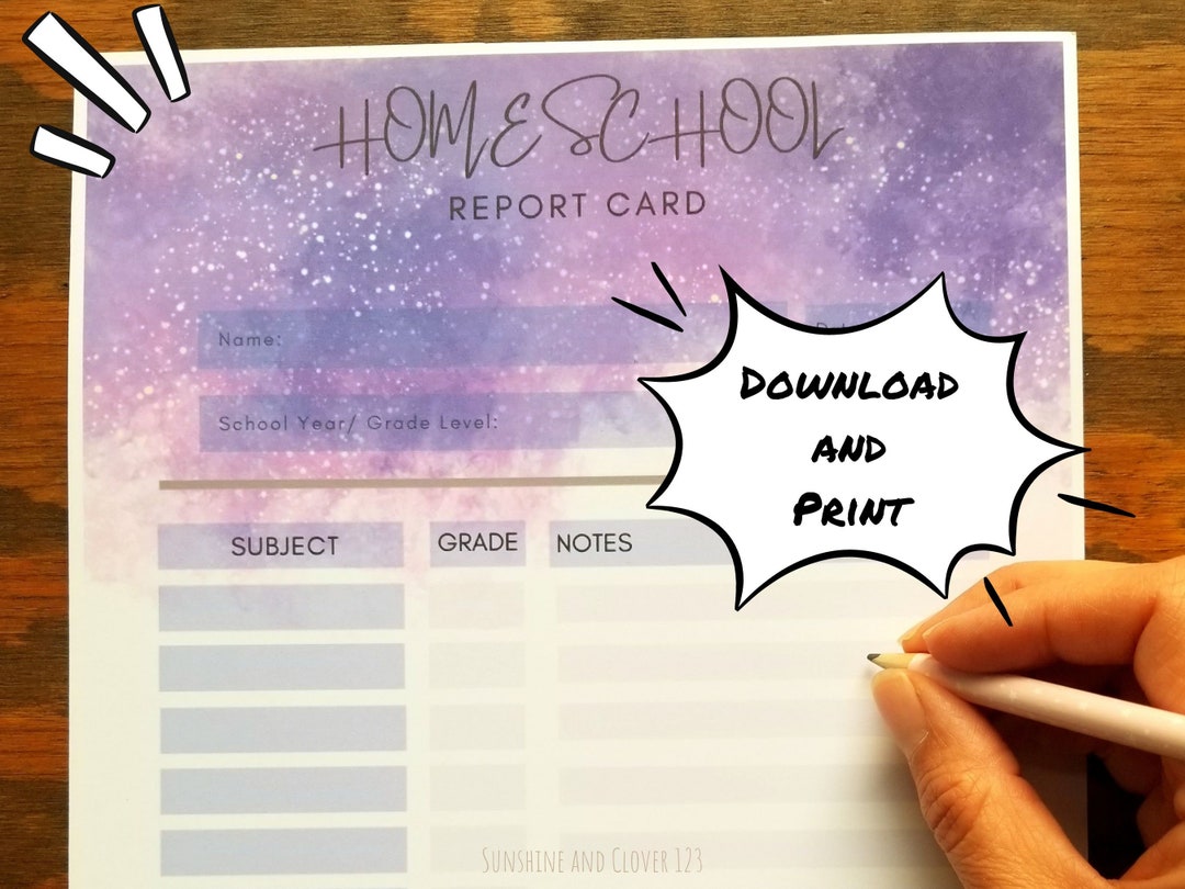 Homeschool Report Card Galactic Blue, Grade Card for Homeschoolers ...