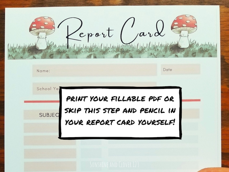 Editable Report Card, Printable Grade Card in Mushroom Red Theme ...
