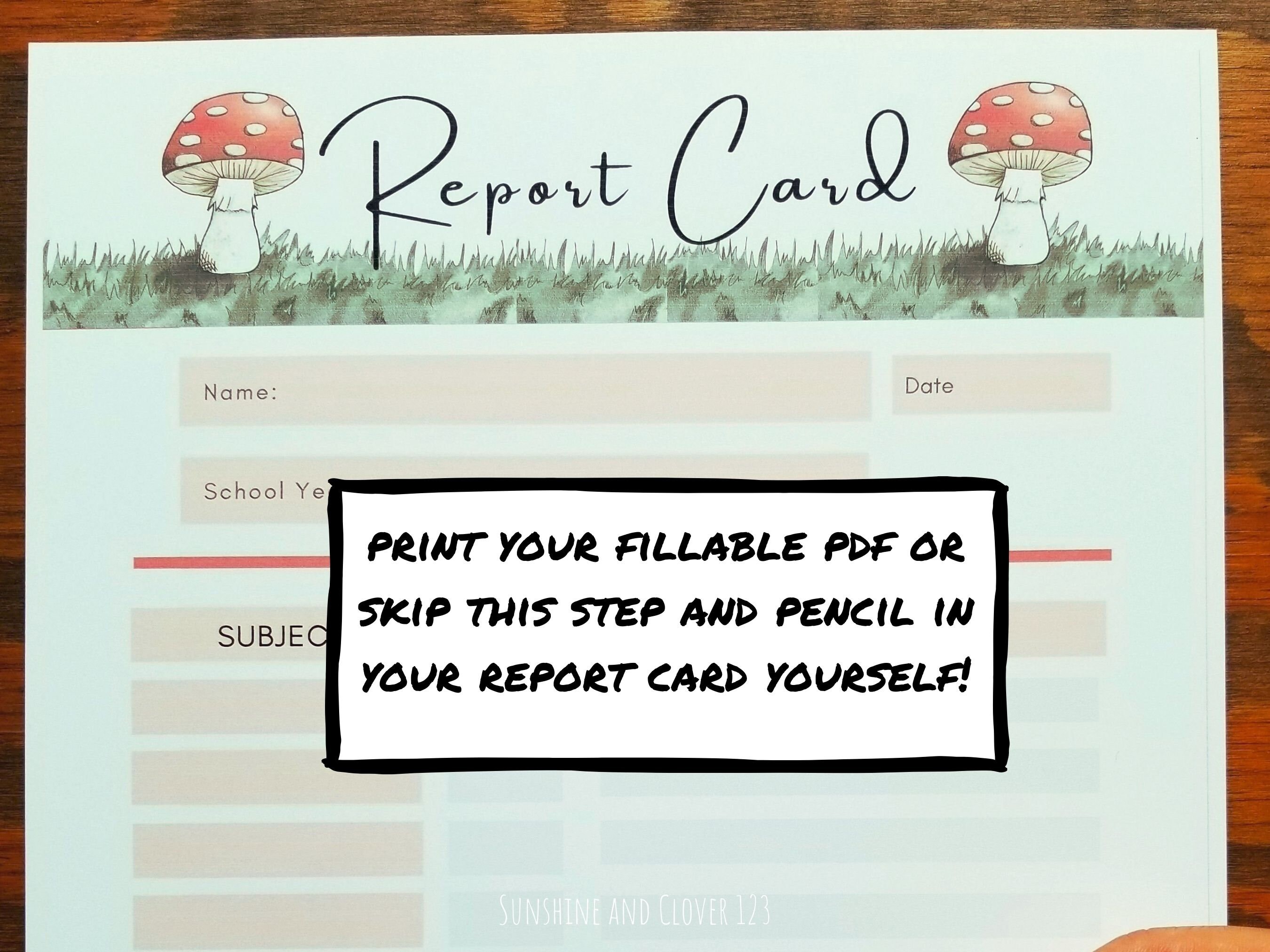 Editable Report Card, Printable Grade Card in Mushroom Red Theme ...