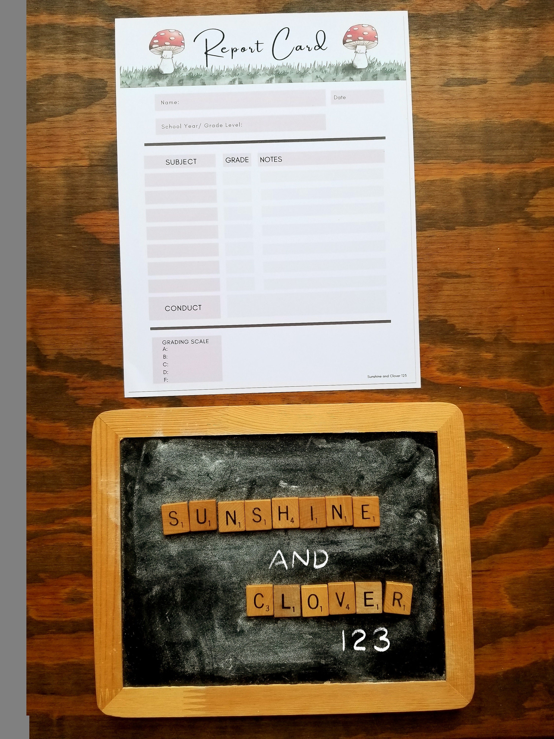 Report Card Printable in Mushroom Brown Design, Homeschool Grade Card ...