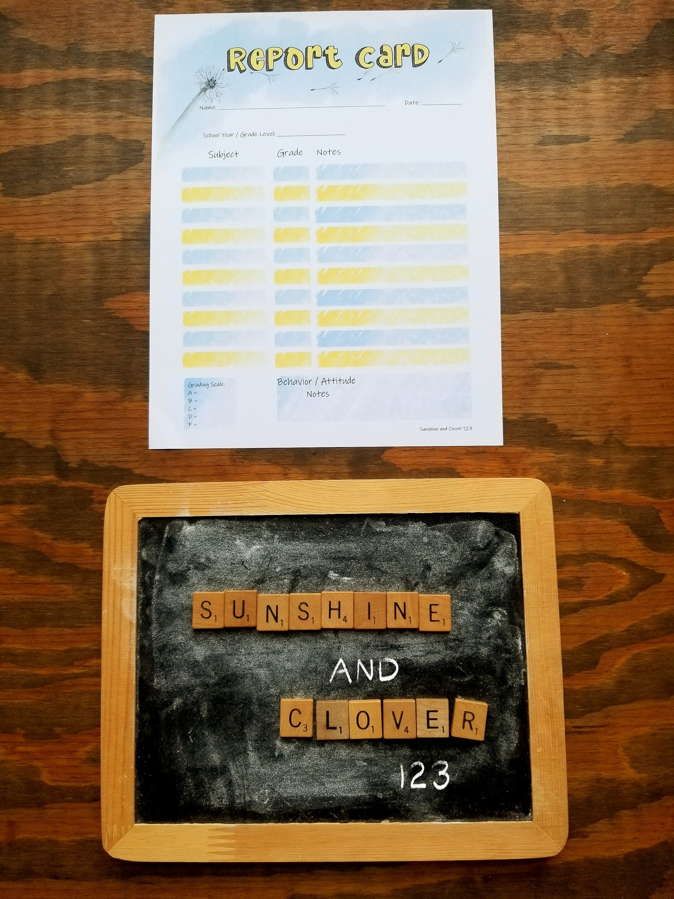 Printable Report Card Colorful Grade Card in Blue and Yellow - Etsy