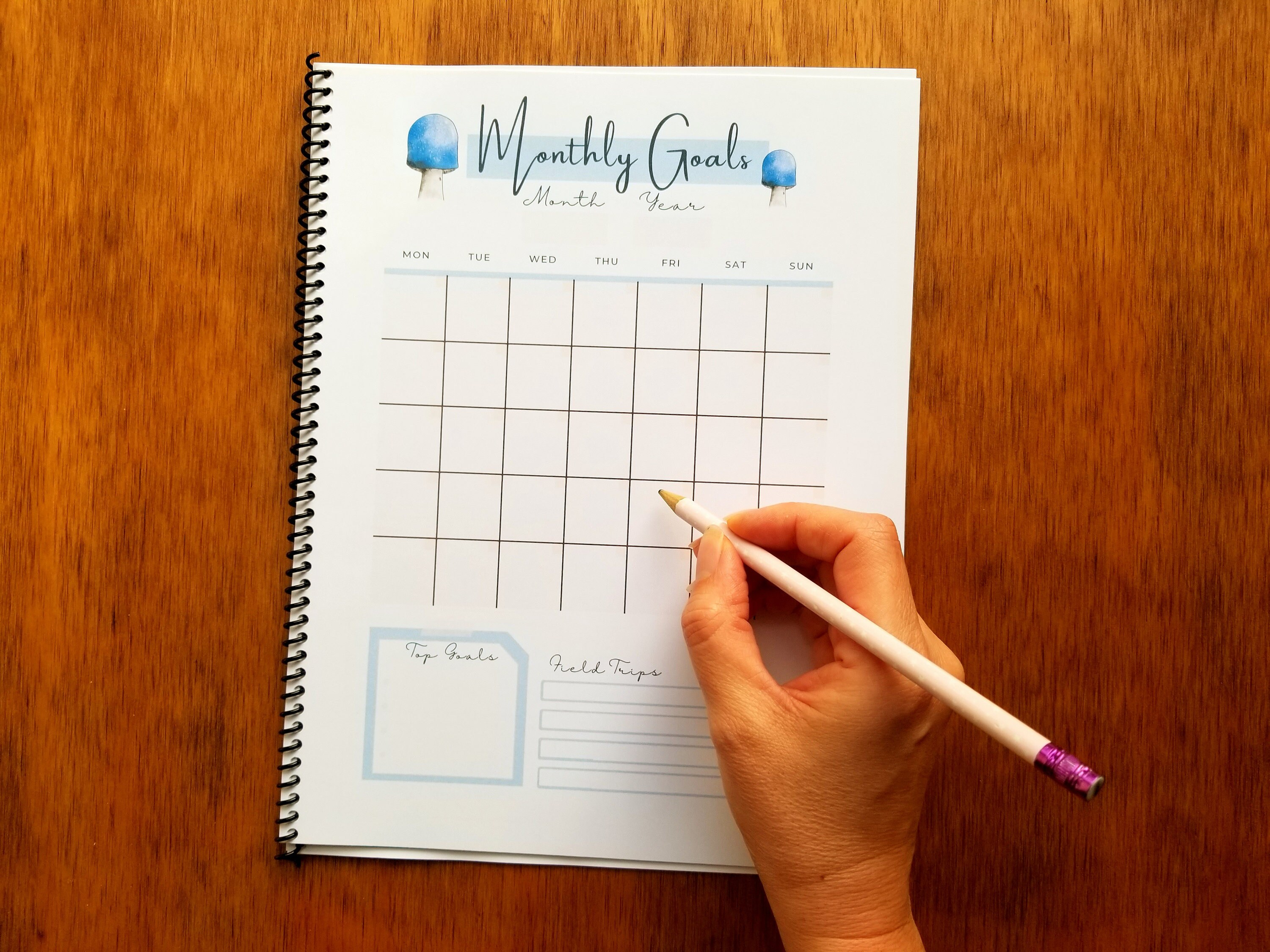 Printable Homeschool Planner Homeschool PDF Planner Mushroom Blue Daily ...