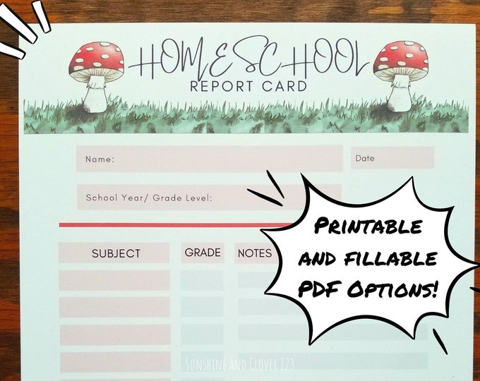 Editable Report Card, Printable Grade Card in Mushroom Red Theme ...