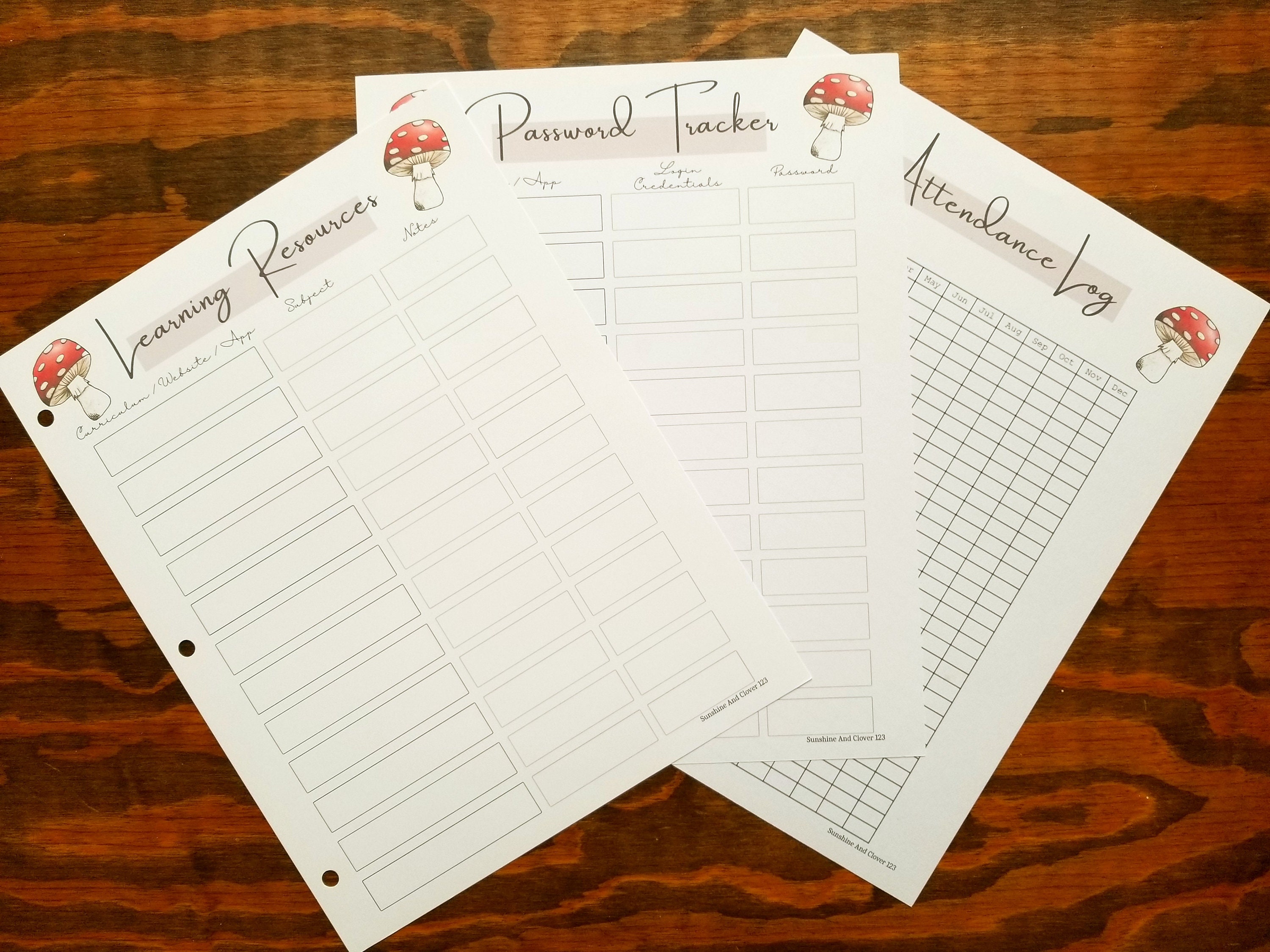Printable Homeschool Planner Mushroom Brown Expanded Version, Goals for ...