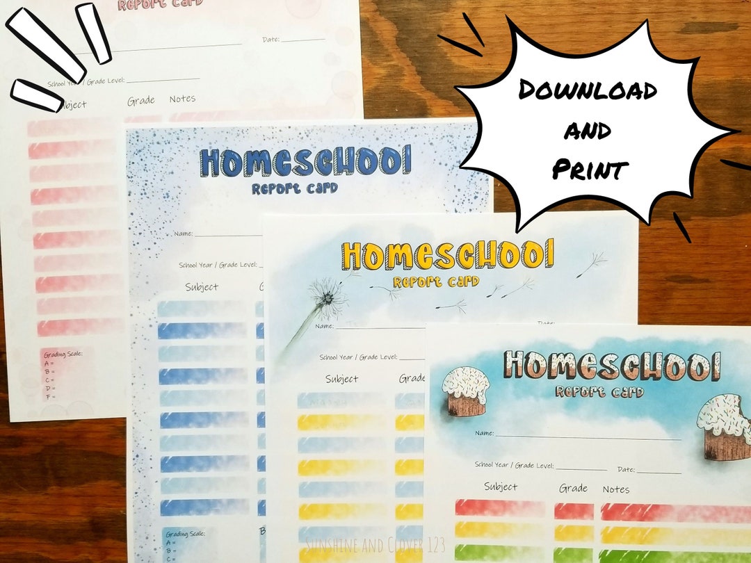 Homeschool Report Card Bundle, Homeschool Printable Grade Cards ...
