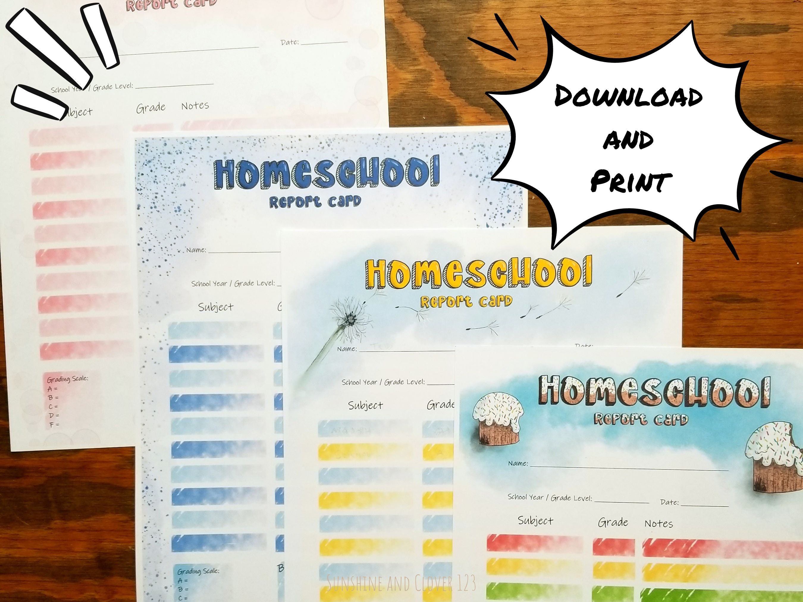 Homeschool Report Card Bundle, Homeschool Printable Grade Cards ...