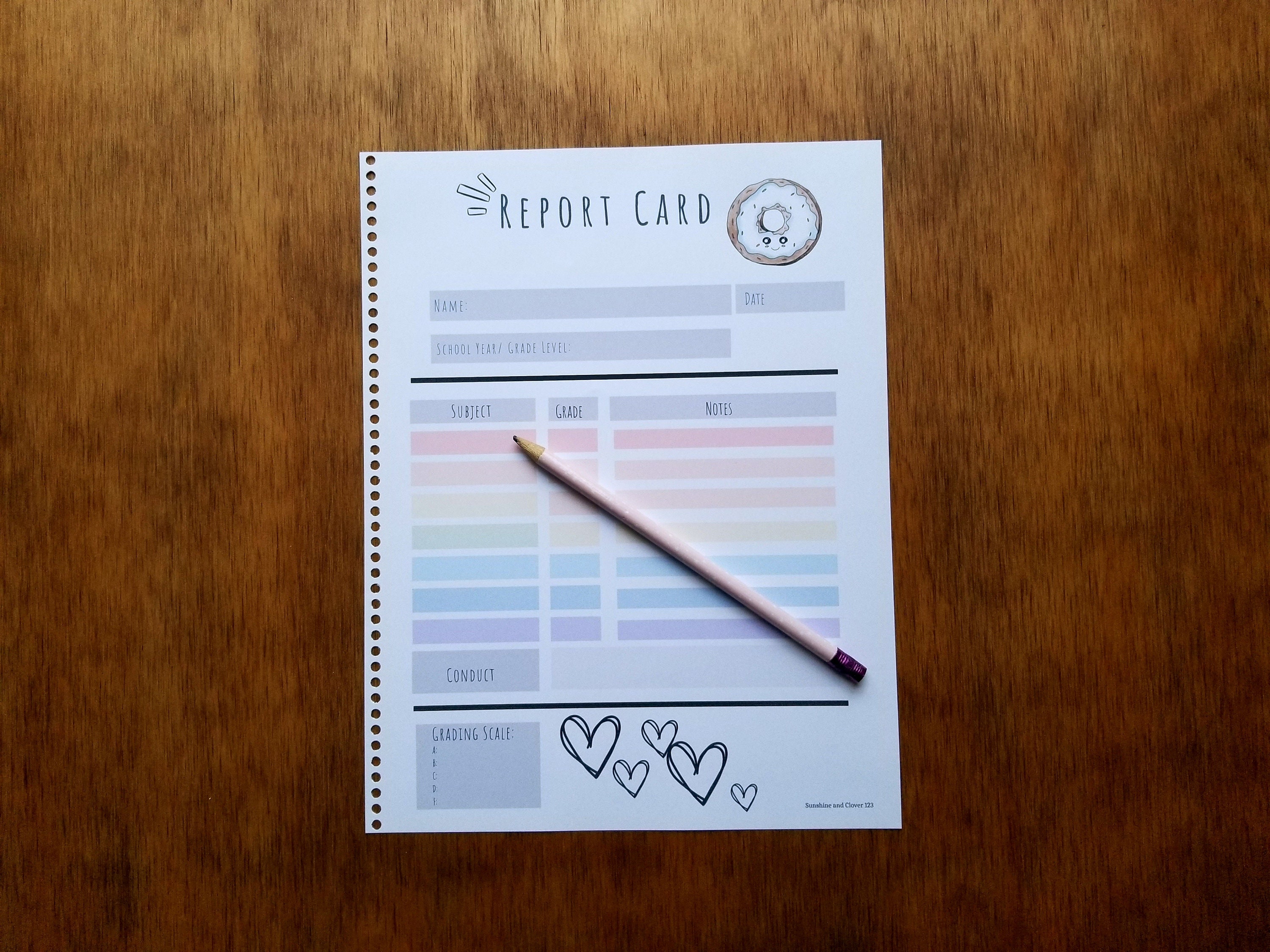 Homeschool Report Card, Cute Grade Card, Kawaii Style Report Card ...