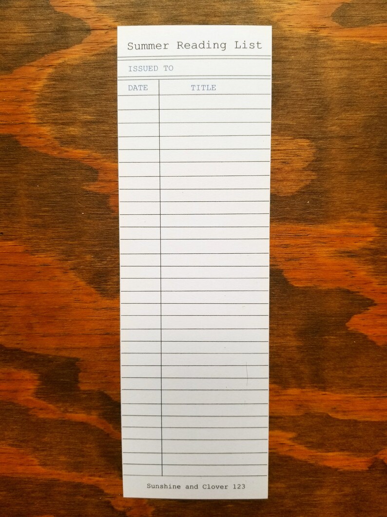 Printable Library Checkout Card Bookmark, Summer Reading Log Bookmark ...