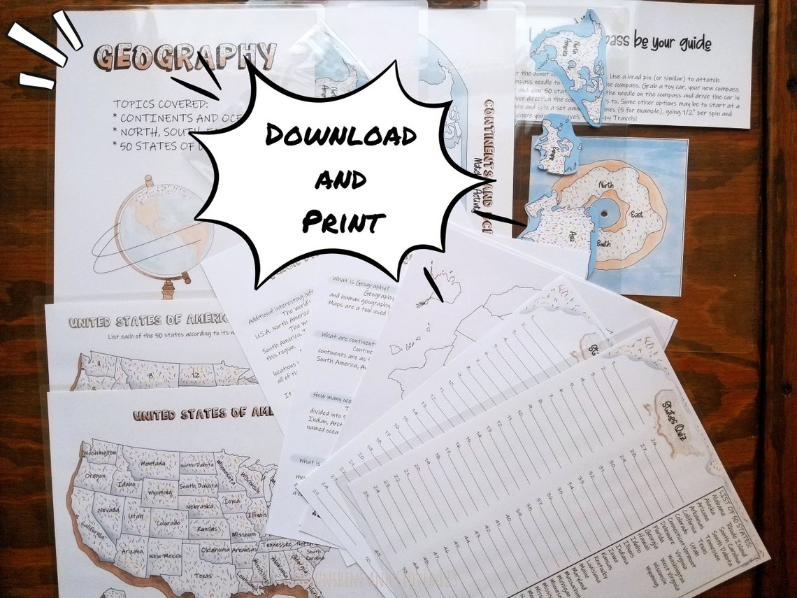 Continents and Oceans Homeschool Printable Geography Unit - Etsy