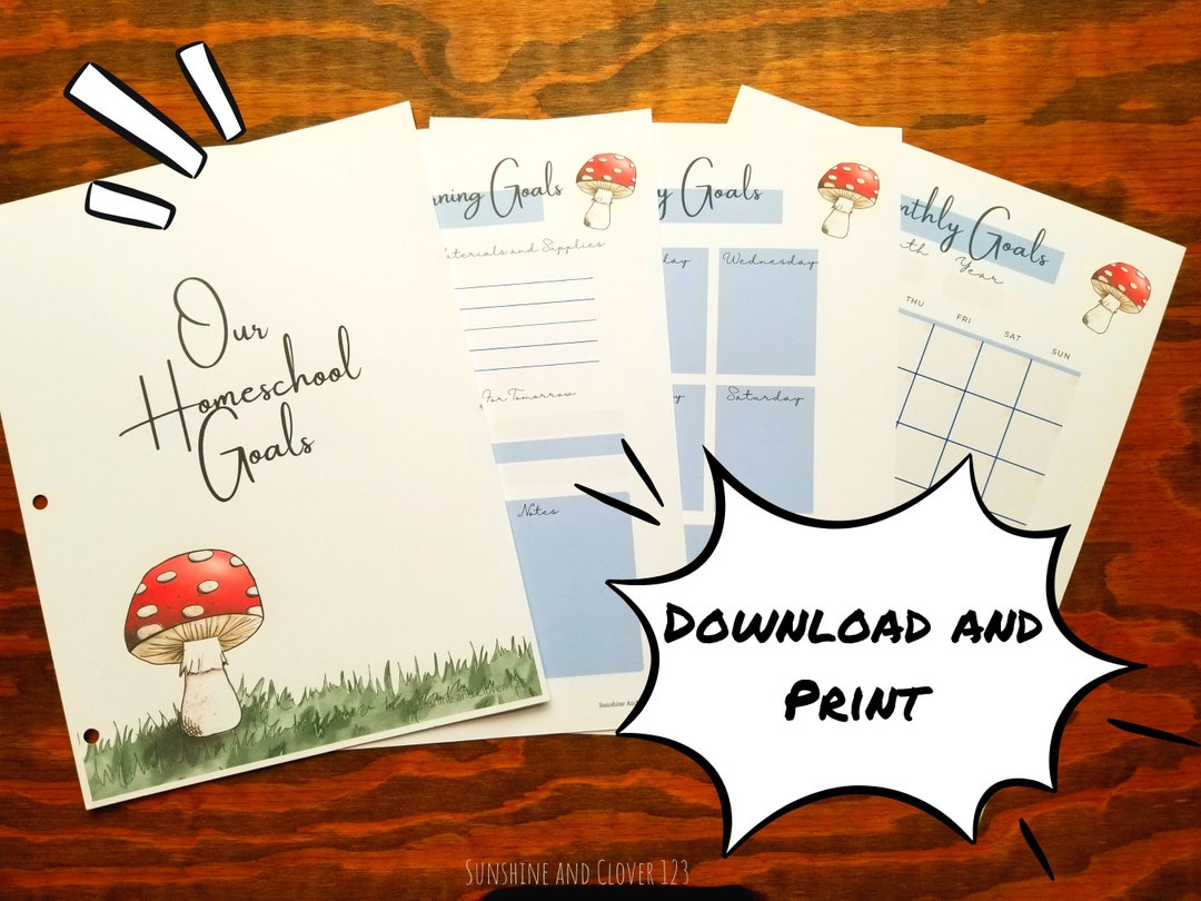 Daily Weekly Monthly Homeschool Organizer, Mushroom Blue Homeschool ...