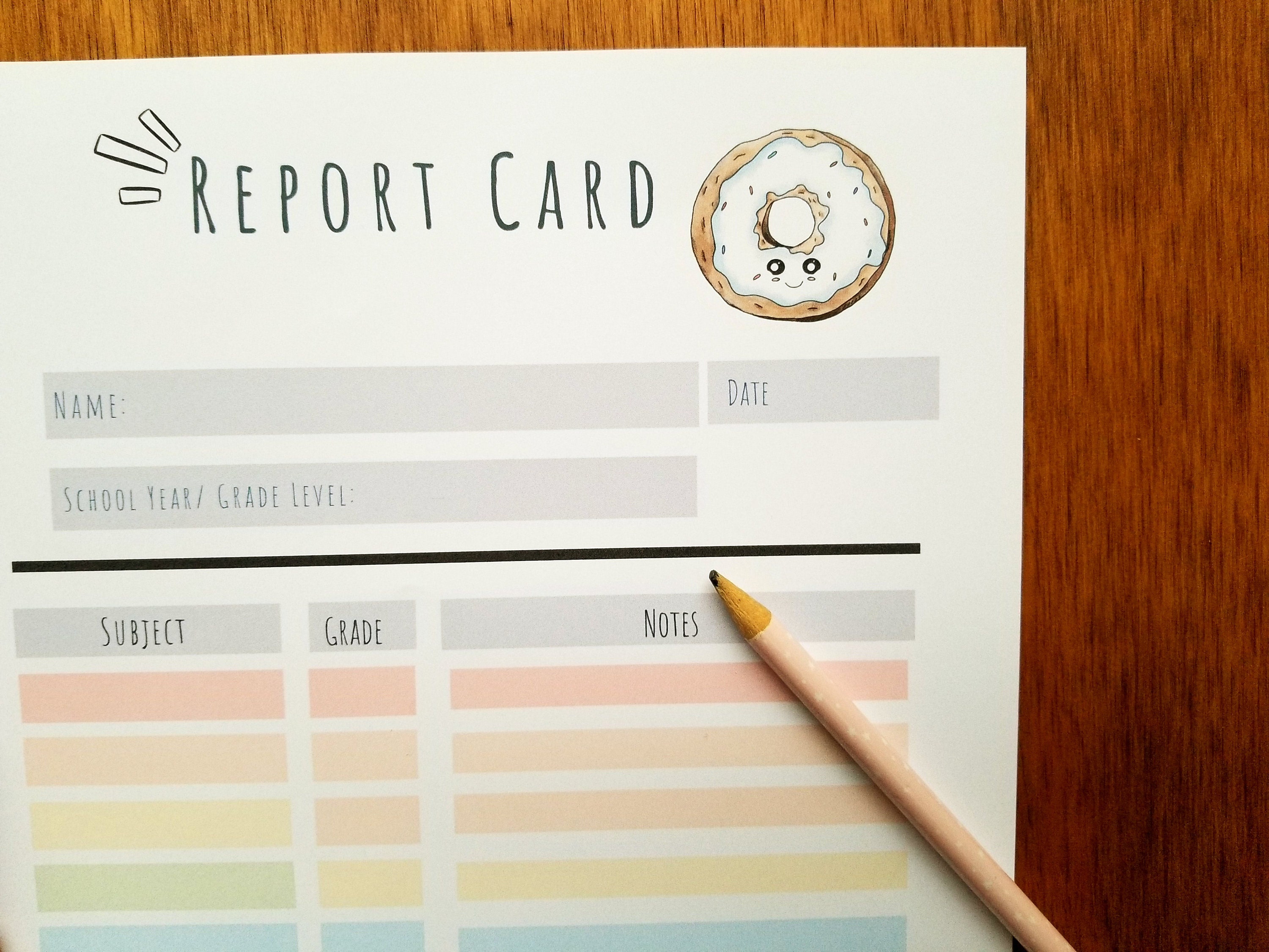 Homeschool Report Card, Cute Grade Card, Kawaii Style Report Card ...