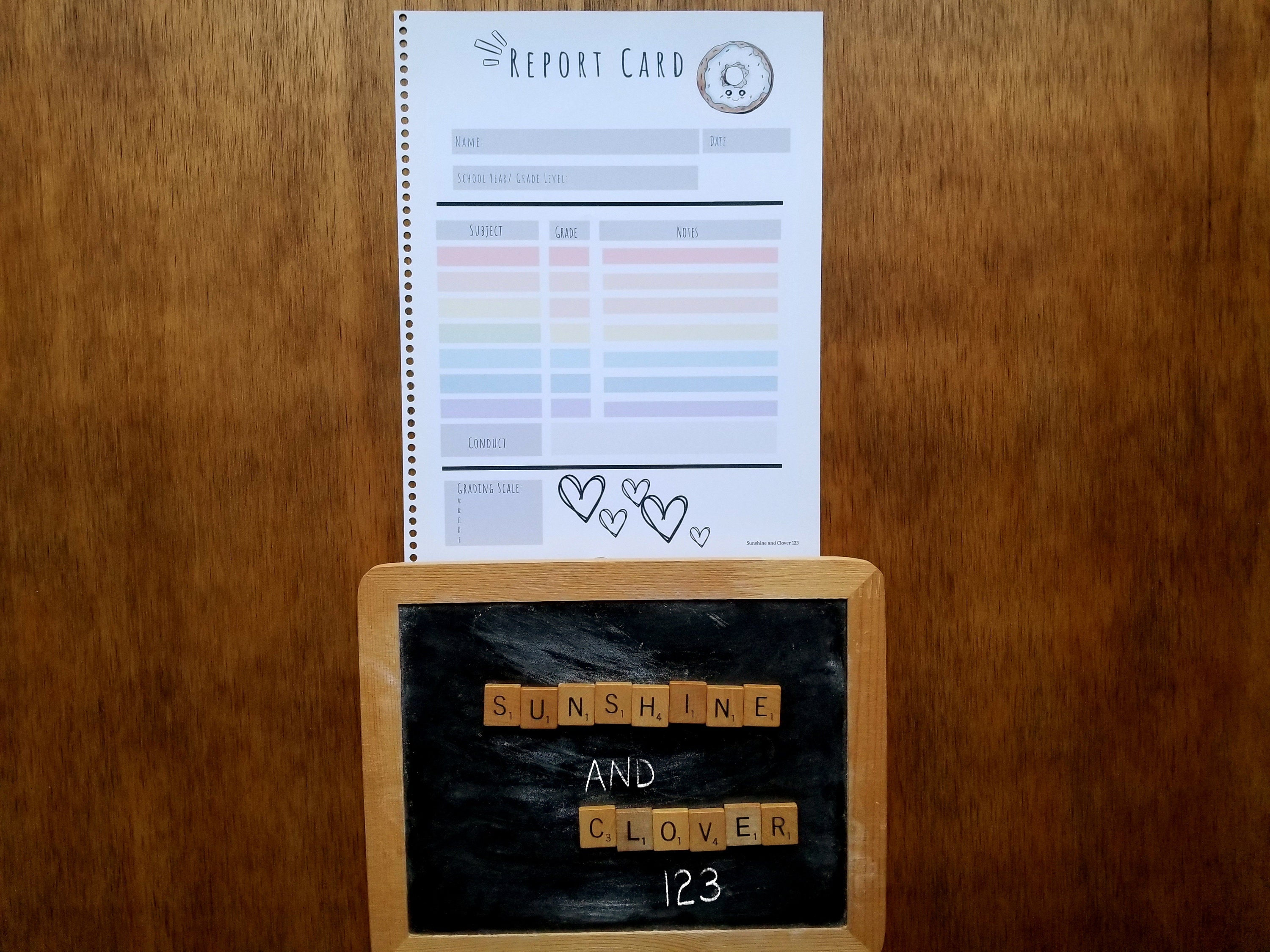 Homeschool Report Card Cute Grade Card Kawaii Style Report - Etsy