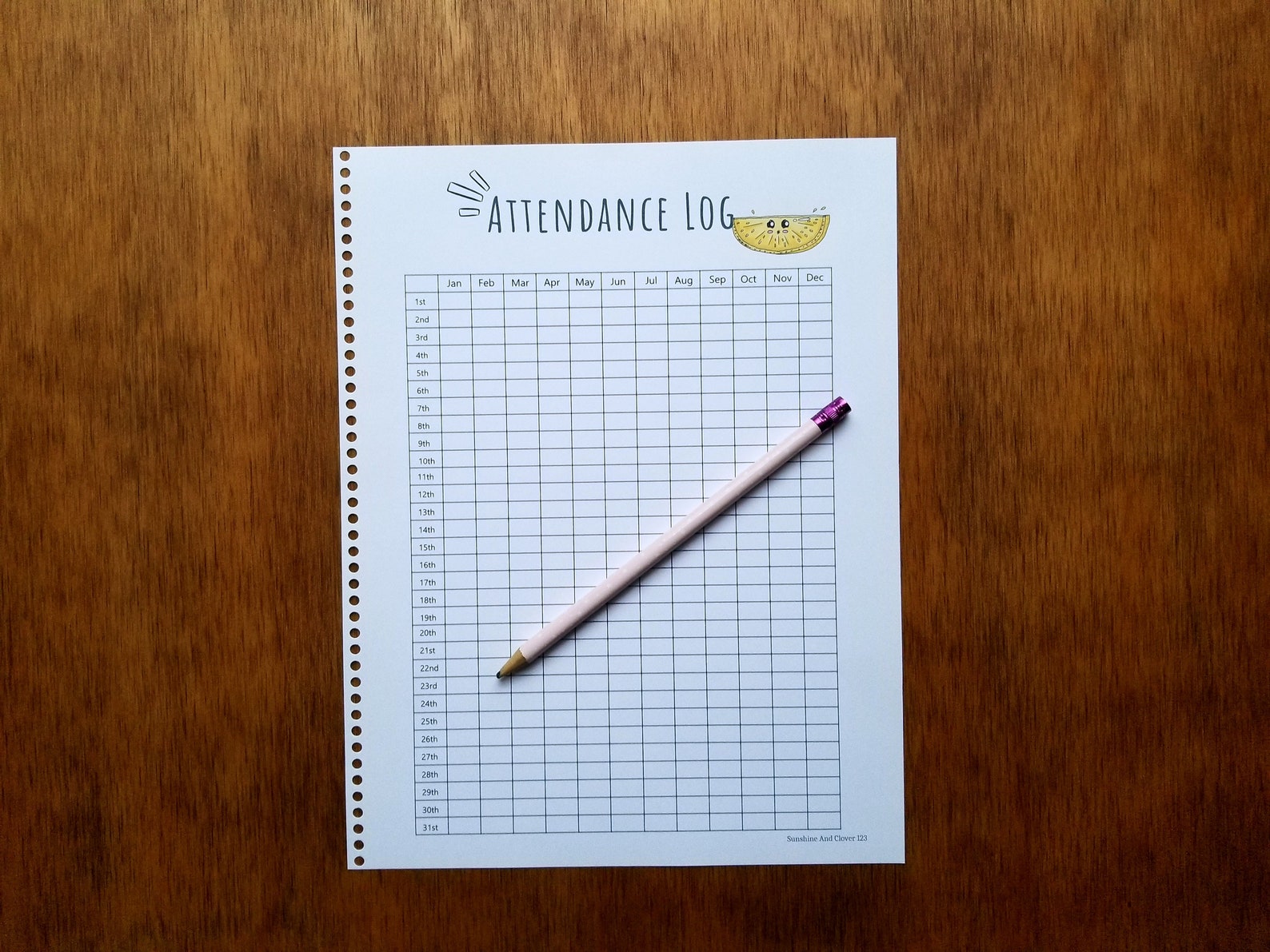 Homeschool Attendance Log, Printable Attendance Tracker, Kawaii Style ...