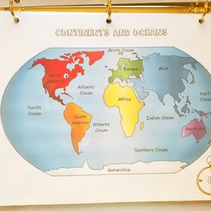 Continents and Oceans Unit Study, World Map Digital Download ...