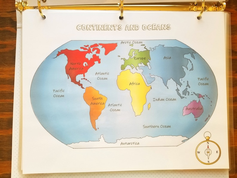 Continents and Oceans Unit Study World Map Digital Download - Etsy