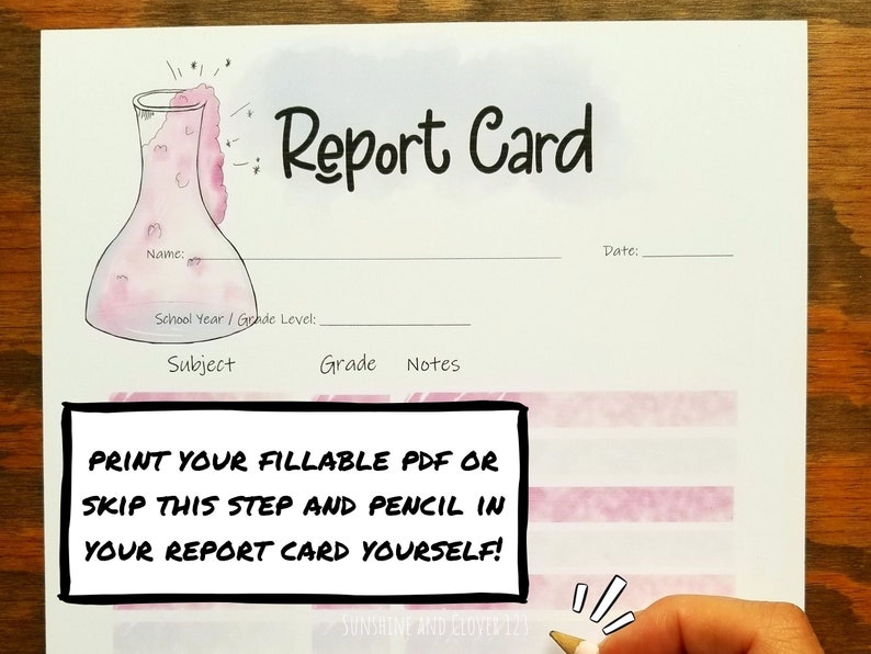 Printable Report Card, Grade Card in Pink Bubbly Science Theme ...