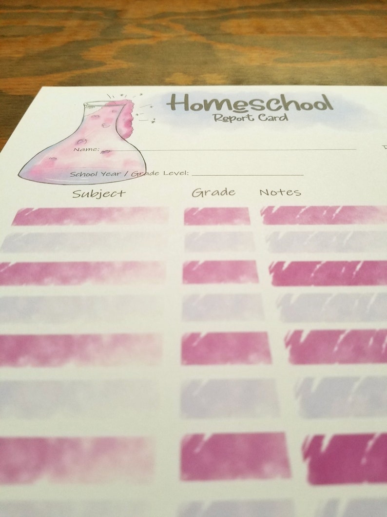 Report Card for Homeschoolers Printable Grade Card Pink and | Etsy