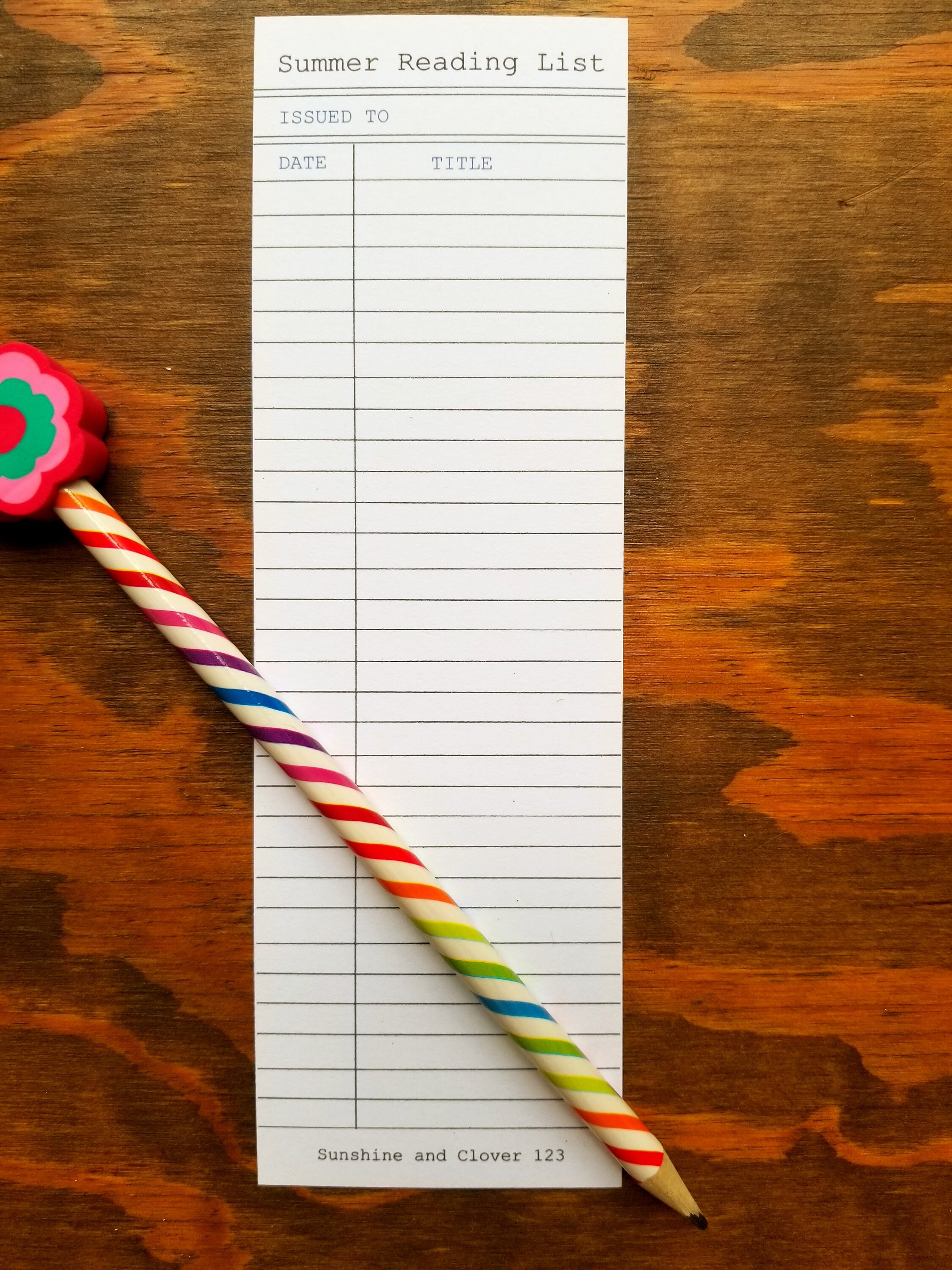 Printable Library Checkout Card Bookmark, Summer Reading Log Bookmark ...