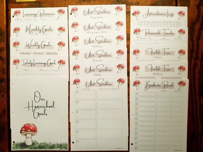 Printable Homeschool Planner Mushroom Brown Expanded Version - Etsy