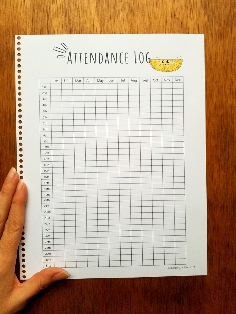 Homeschool Attendance Log, Printable Attendance Tracker, Kawaii Style ...