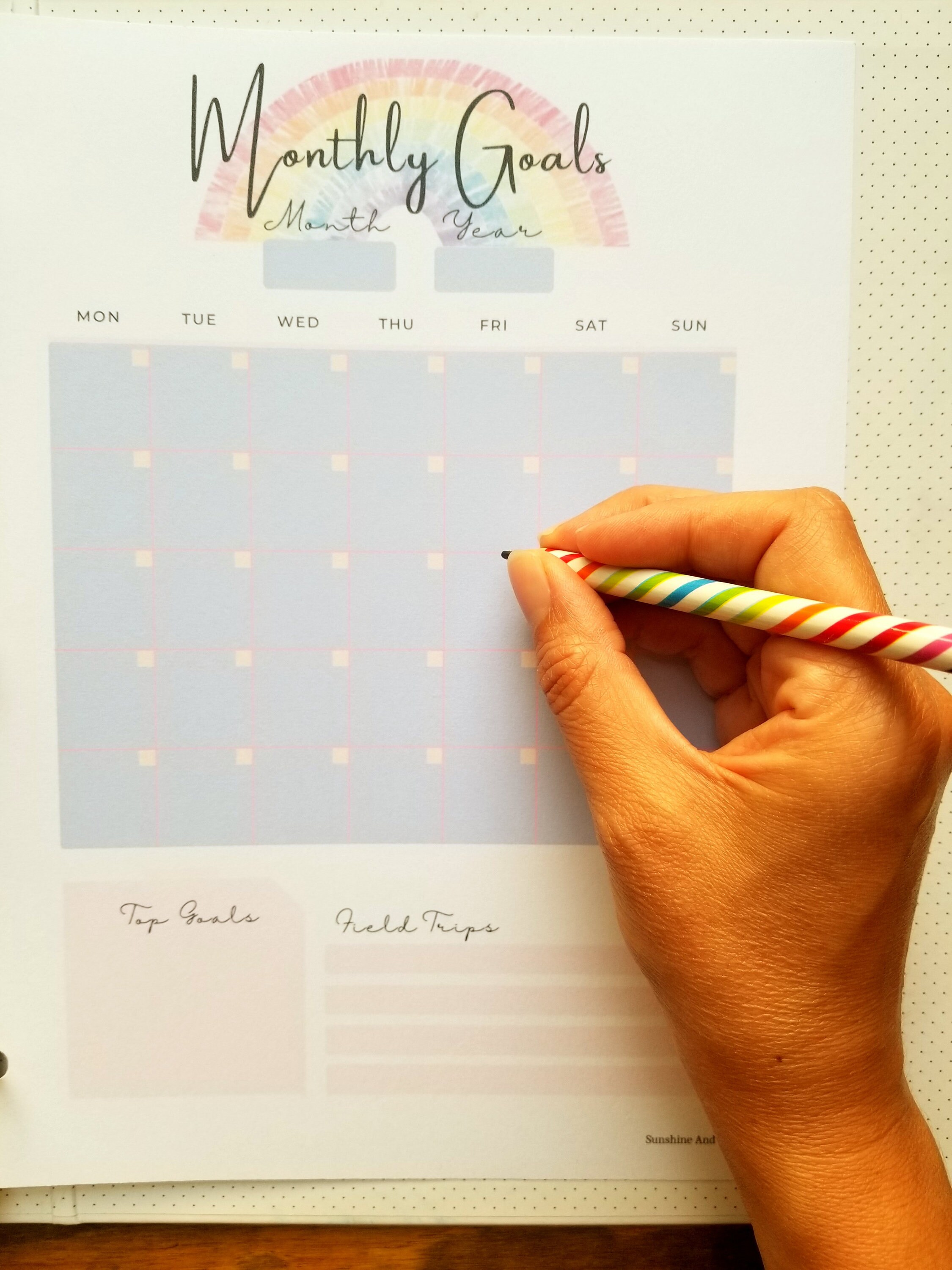 Rainbow Themed Daily Weekly and Monthly Homeschool Planner - Etsy