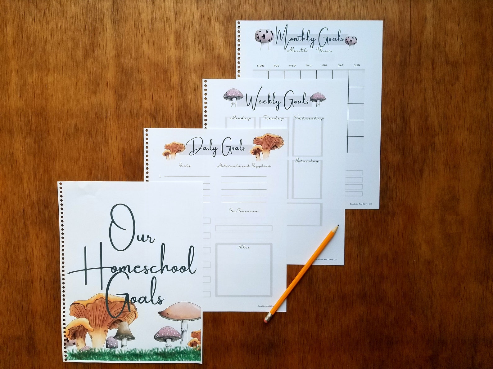 Printable Homeschool Planner, Daily Weekly Monthly Scheduler, Mushroom ...