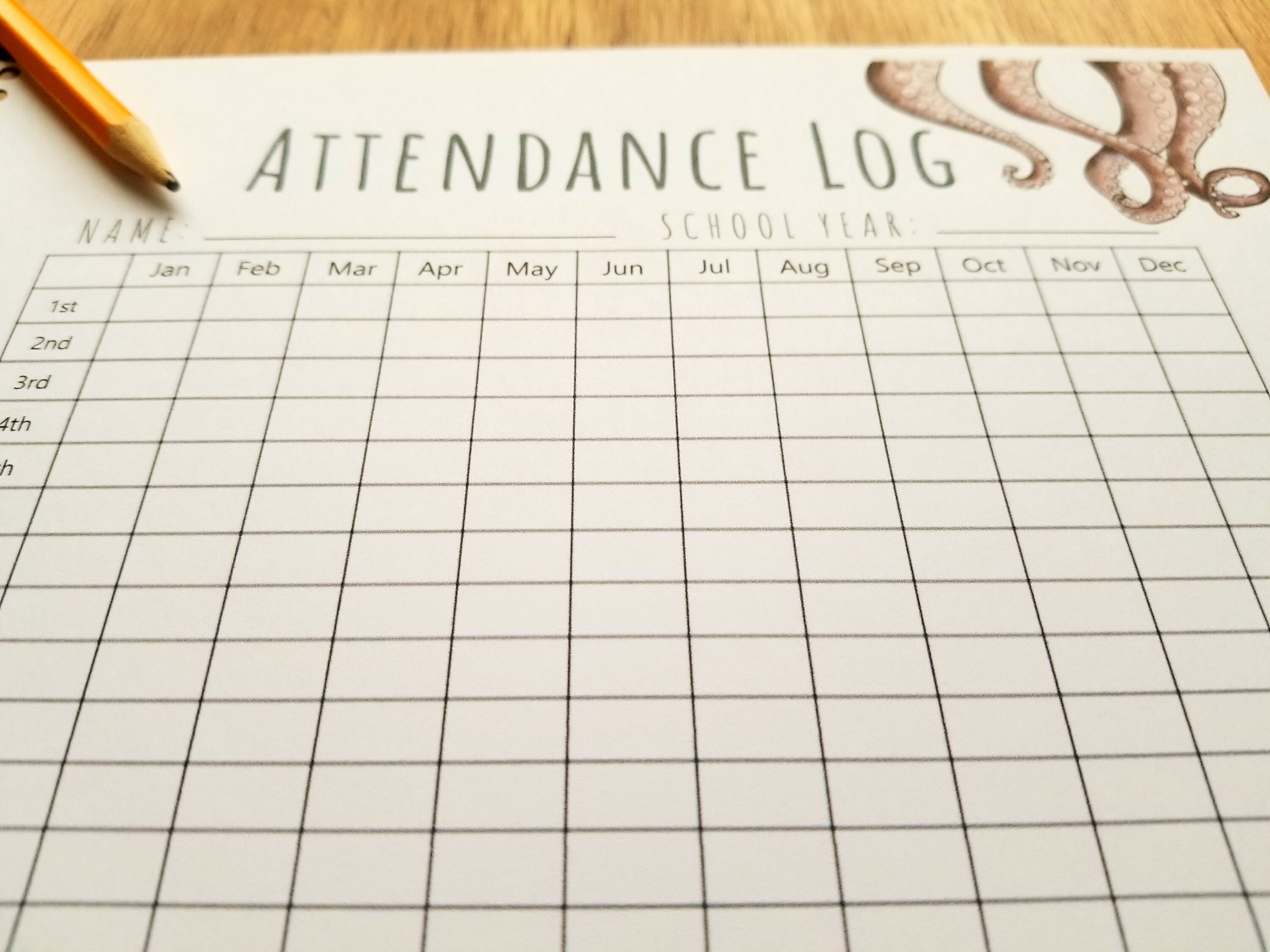 Attendance Log Attendance Record Homeschool Attendance Tracker ...