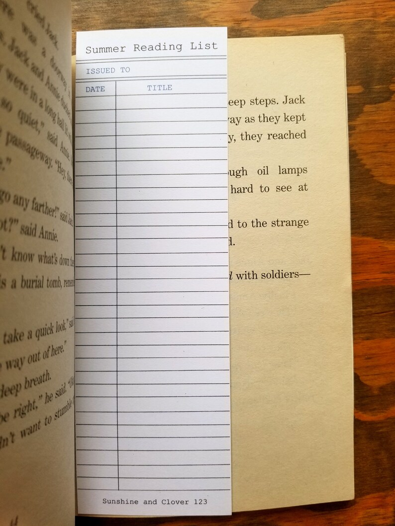 Printable Library Checkout Card Bookmark, Summer Reading Log Bookmark ...