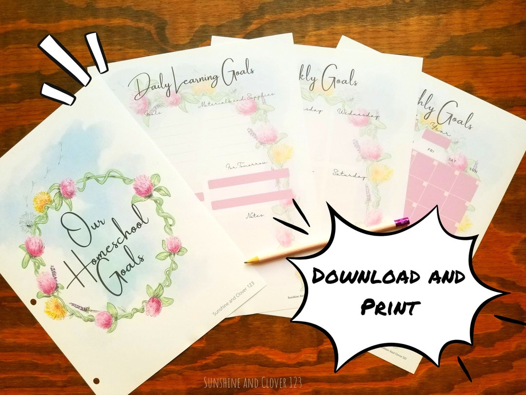 Homeschool Schedule Planner, Flower Themed Homeschool Organizer, Daily ...