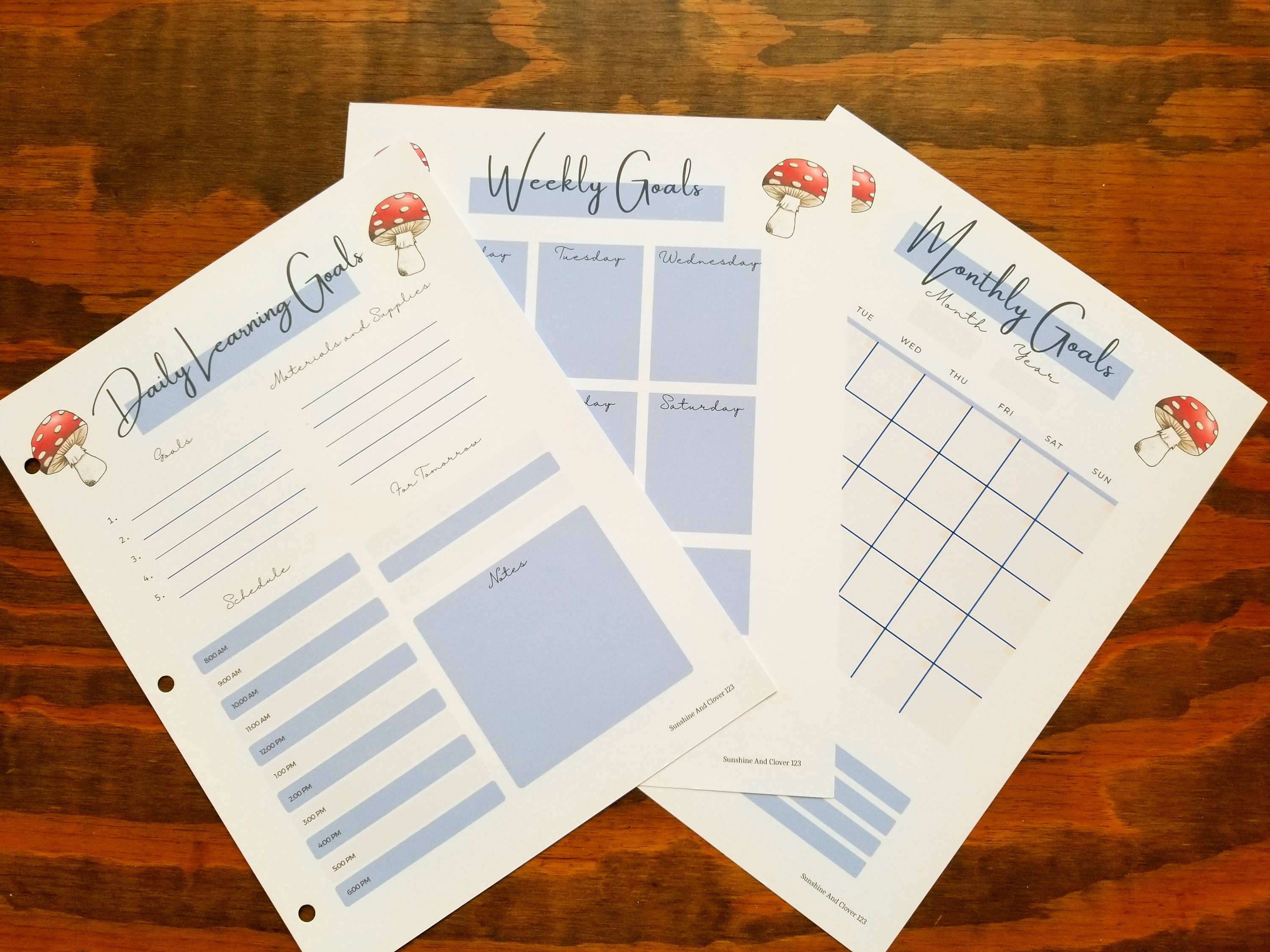 Printable Homeschool Planner Mushroom Blue, Homeschool Goals Expanded ...