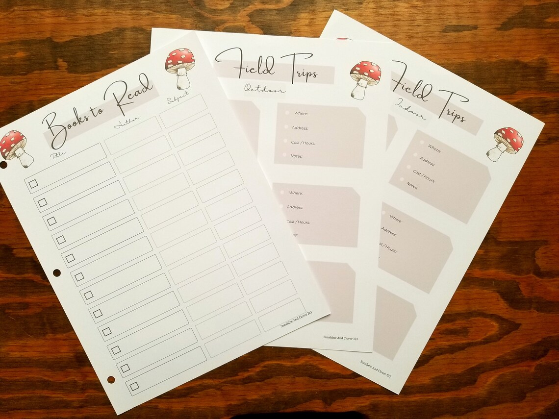 Printable Homeschool Planner Mushroom Brown Expanded Version - Etsy