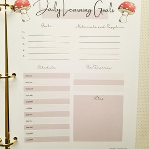 Printable Homeschool Planner Mushroom Brown Expanded Version, Goals for ...