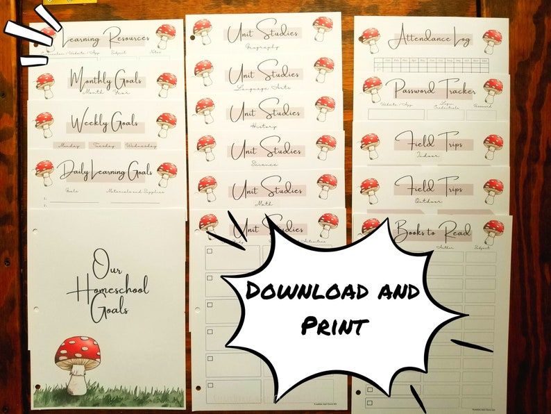 Printable Homeschool Planner Mushroom Brown Expanded Version - Etsy