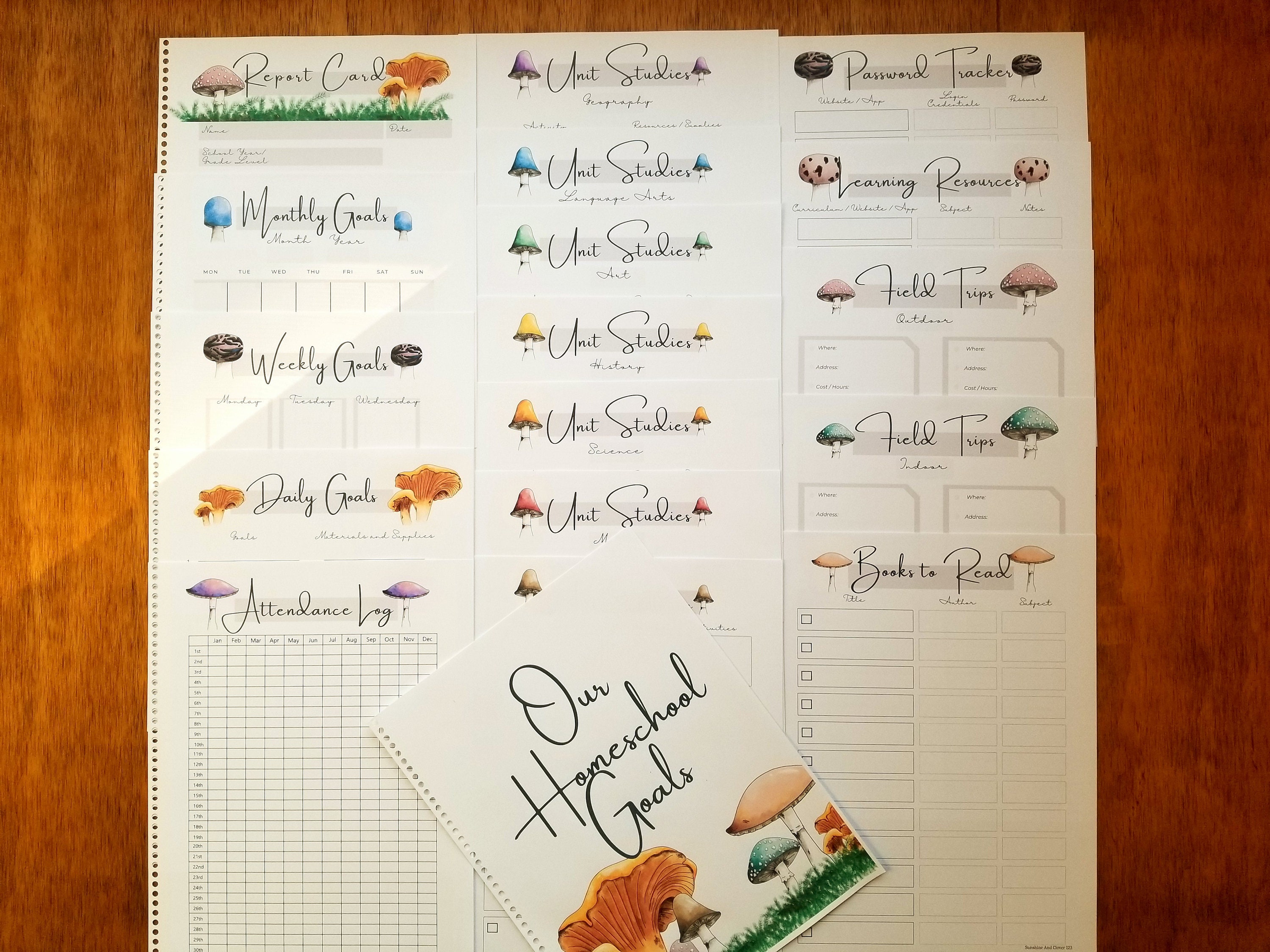 Homeschool Planner Printable Mushroom Planner Downloadable - Etsy