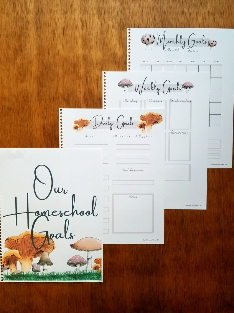 Printable Homeschool Planner, Daily Weekly Monthly Scheduler, Mushroom ...