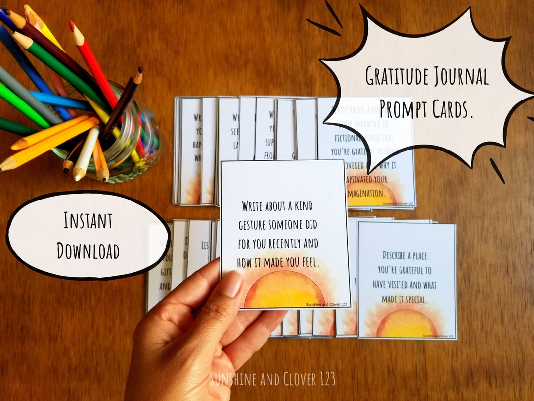 Gratitude Journal Prompt Cards Gratitude Journaling Prompts for All ...