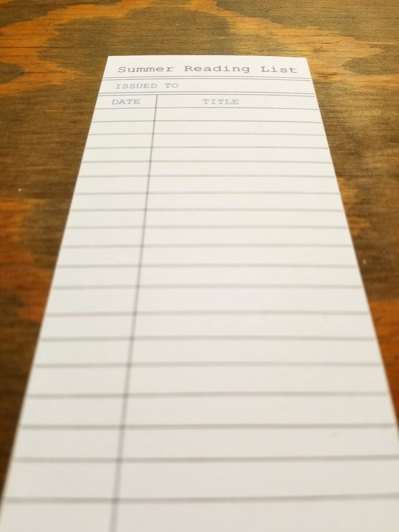 Printable Library Checkout Card Bookmark White Summer Reading | Etsy