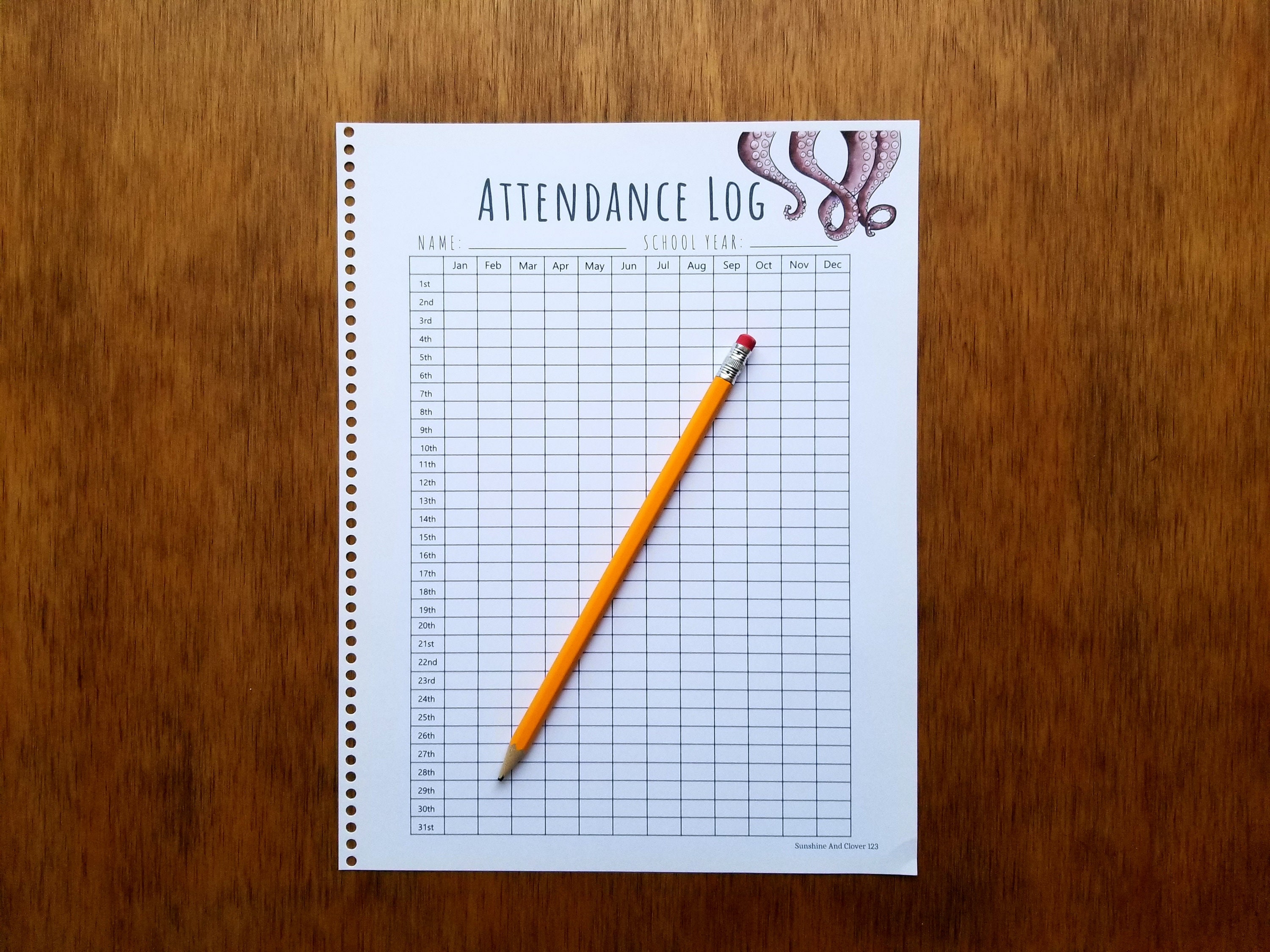 Attendance Log Attendance Record Homeschool Attendance Tracker ...