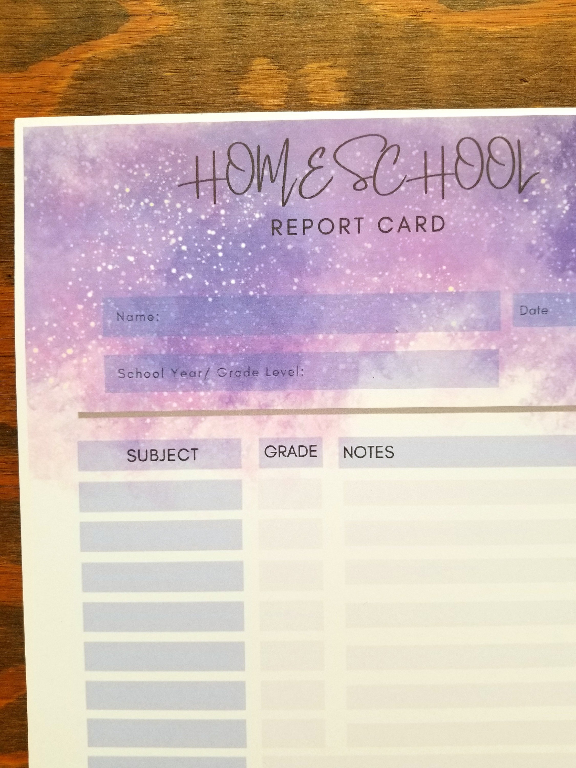 Homeschool Report Card Galactic Blue, Grade Card for Homeschoolers ...