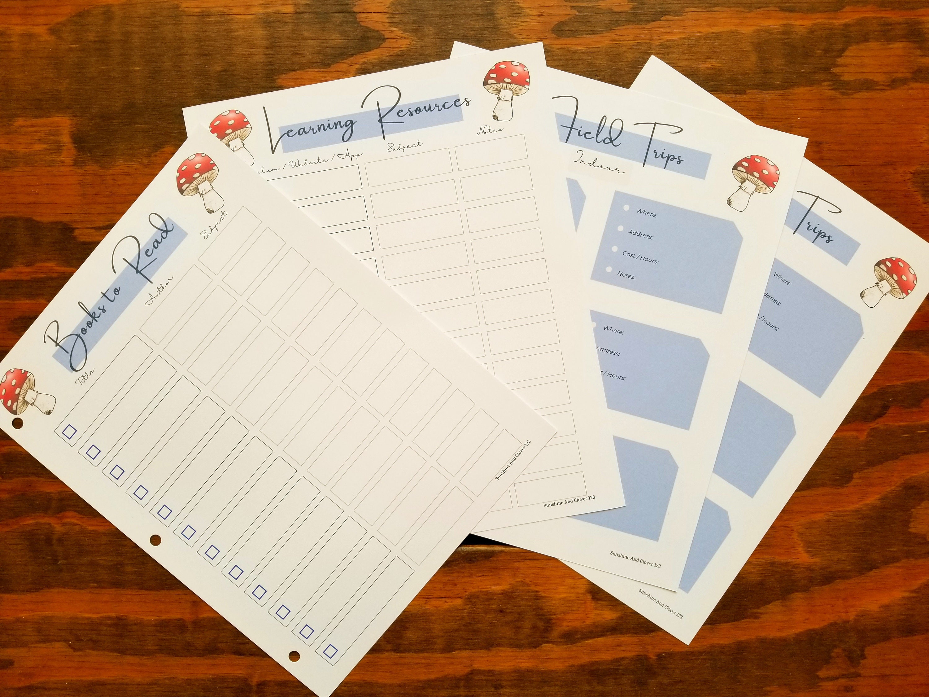 Printable Homeschool Planner Mushroom Blue, Homeschool Goals Expanded ...