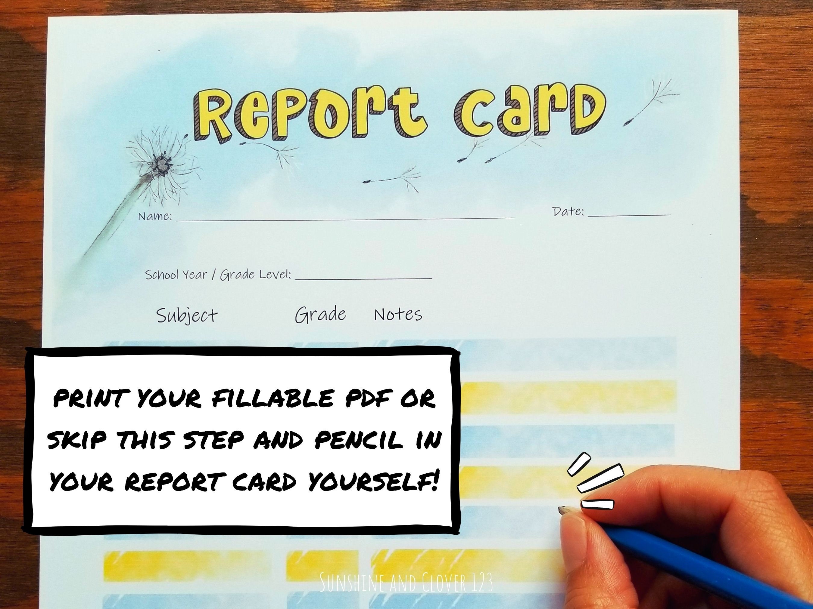 Printable Report Card Colorful Grade Card in Blue and Yellow - Etsy