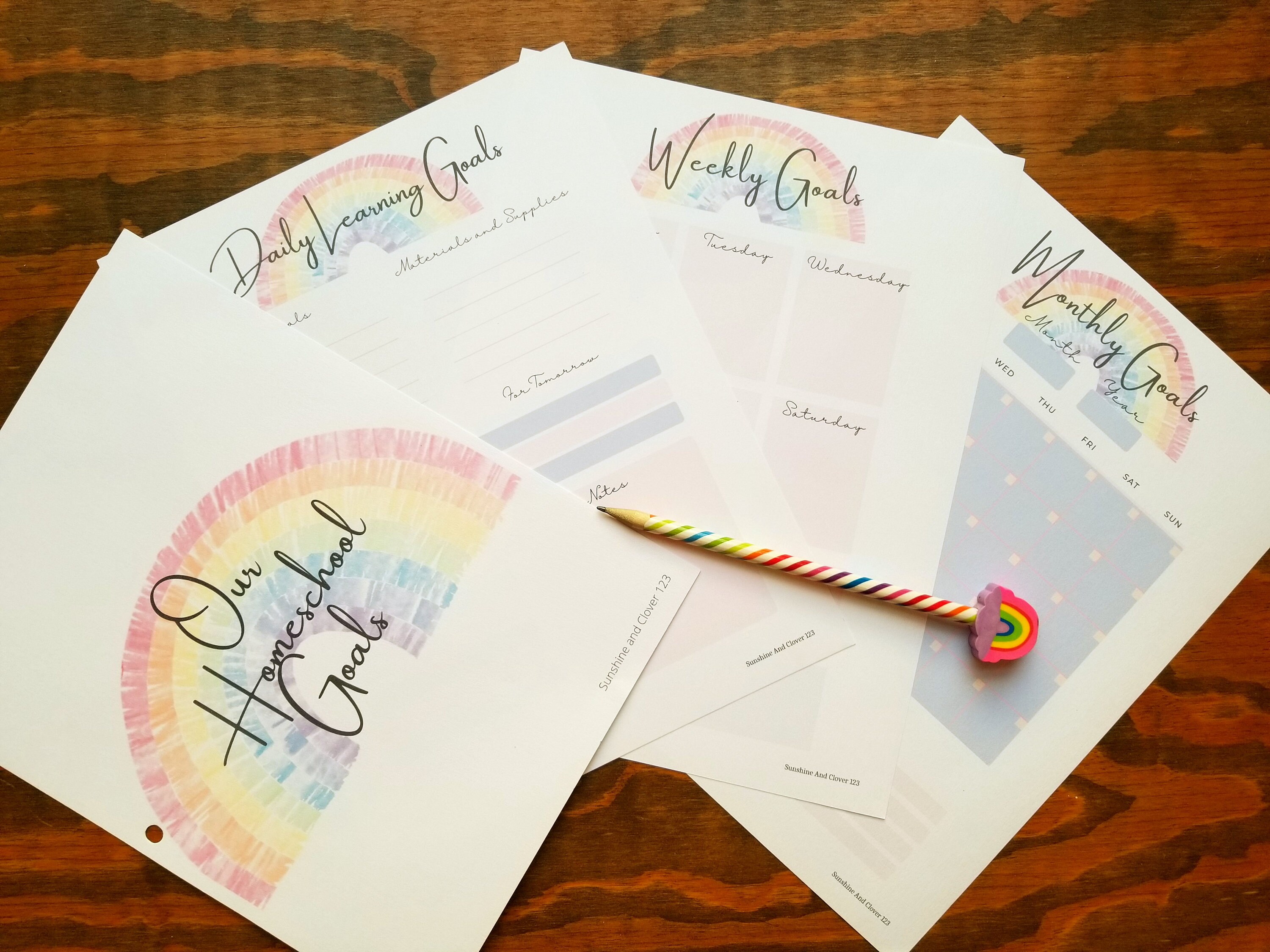 Rainbow Themed Daily Weekly and Monthly Homeschool Planner - Etsy