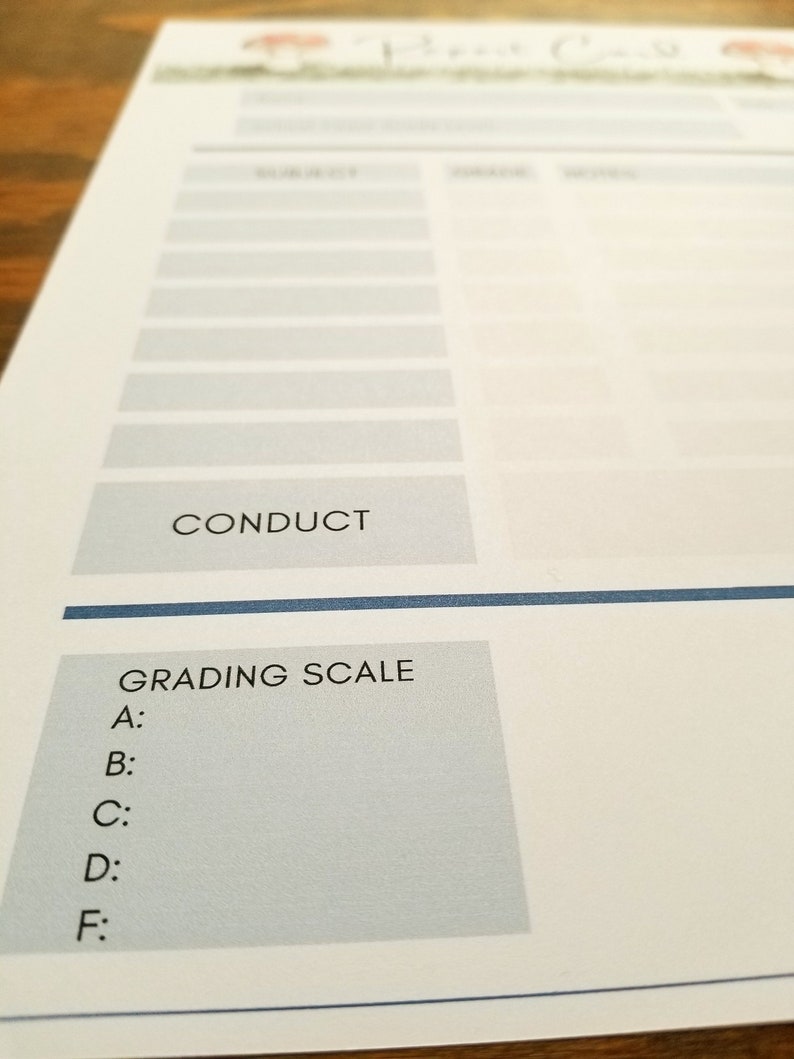 Printable Report Card in Mushroom Blue Design Grade Card - Etsy